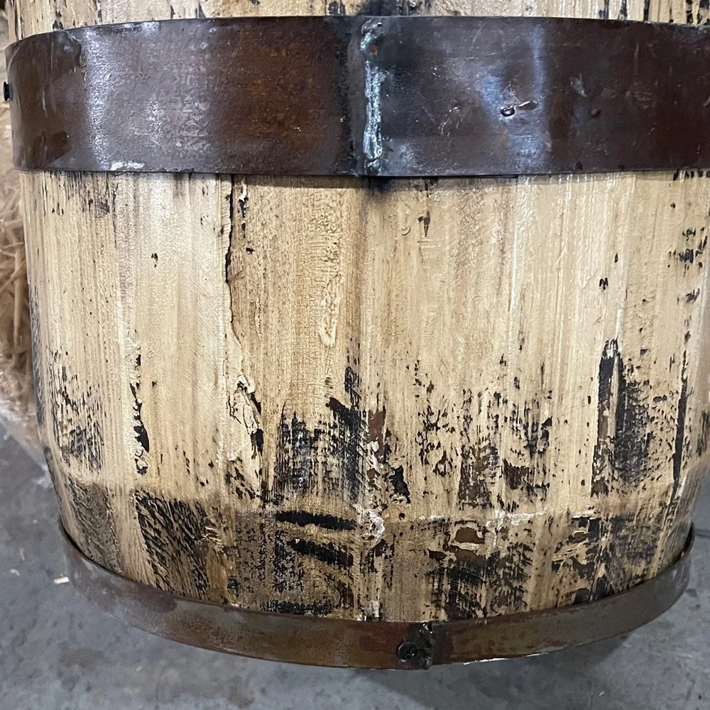 Accents | Rustic Wooden Barrel With Metal Accents | Poshmark